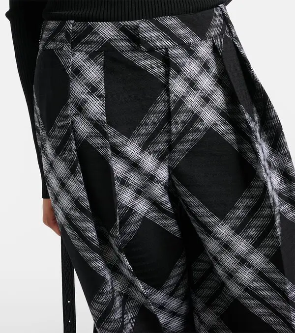 Burberry Checked Wool Wide-leg Pants