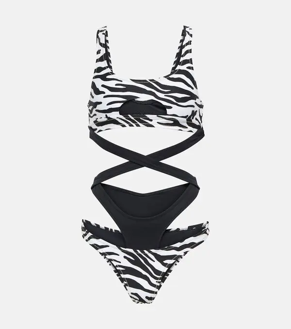 REINA OLGA Theresa Animal Print Swimsuit - Black