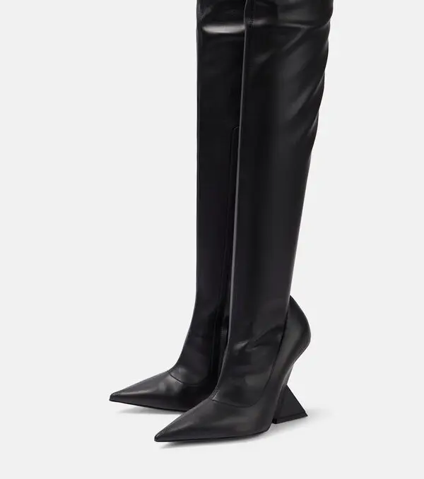 Attico Cheope Over-the-knee Leather Boots - Black