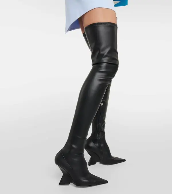 Attico Cheope Over-the-knee Leather Boots - Black
