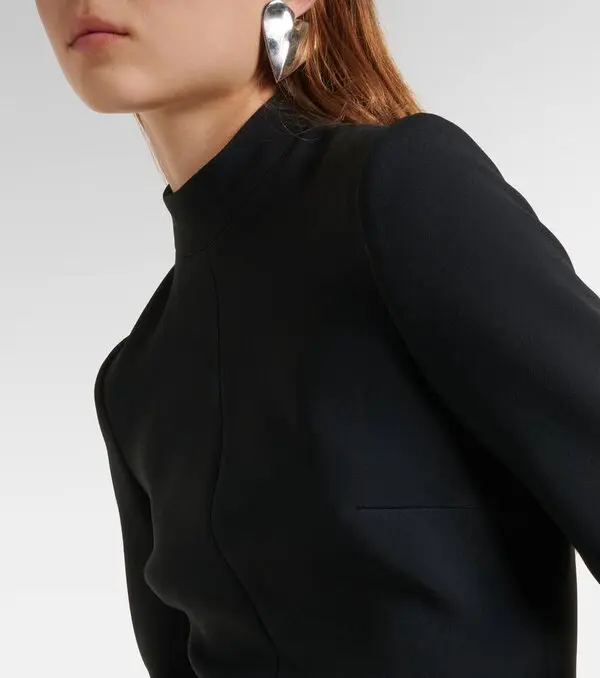 David Koma Feather-trimmed Cady Midi Dress