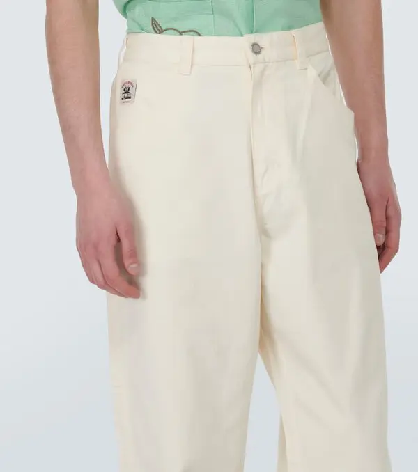 BODE Knolly Brook Cotton Herringbone Pants - White