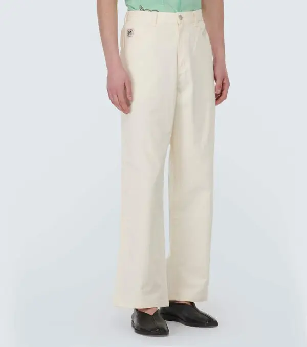 BODE Knolly Brook Cotton Herringbone Pants - White