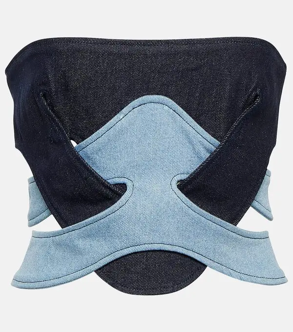 DION LEE Strapless Denim Corset Top