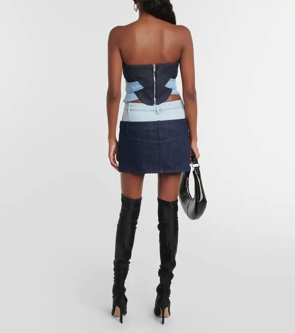 DION LEE Strapless Denim Corset Top