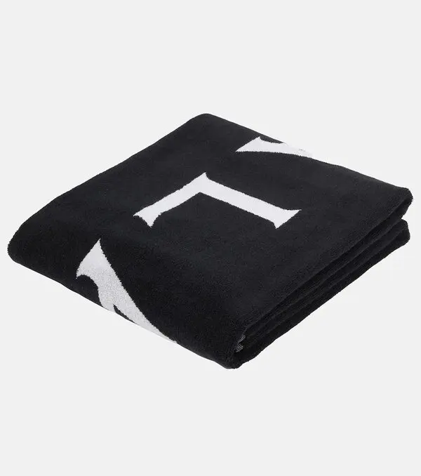 Alaïa Logo Jacquard Cotton Beach Towel - Black