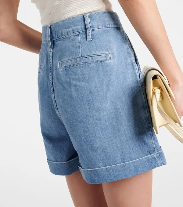 FRAME Pleated Denim Shorts