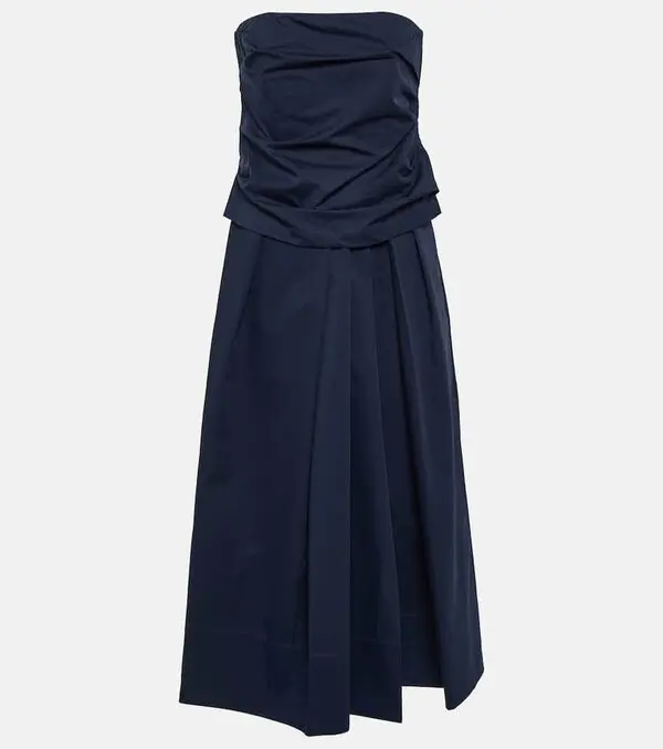 Co Strapless Cotton And Silk Midi Dress
