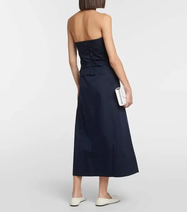 Co Strapless Cotton And Silk Midi Dress