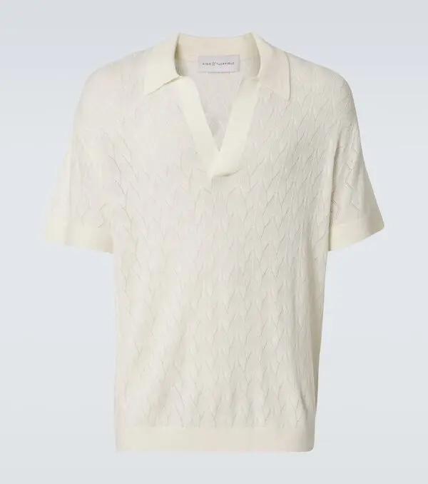 King & Tuckfield Open-knit Wool Polo Sweater