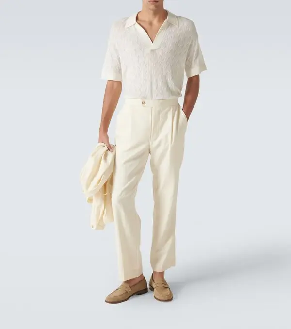 King & Tuckfield Open-knit Wool Polo Sweater