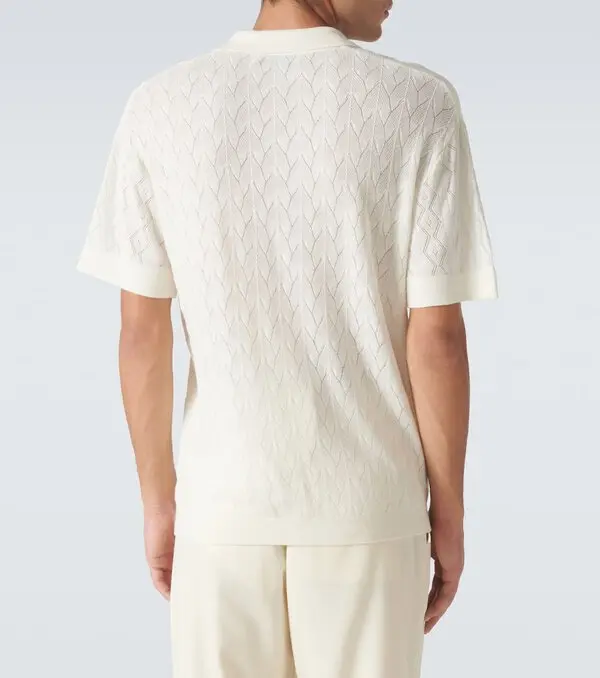 King & Tuckfield Open-knit Wool Polo Sweater