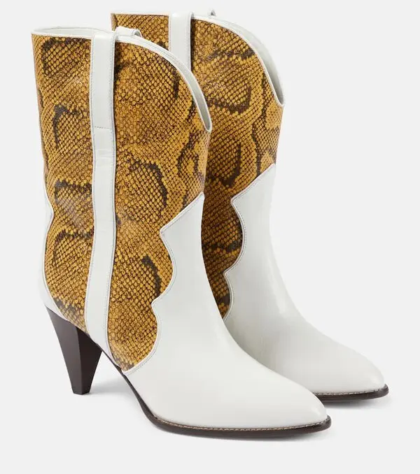 Isabel Marant Witney Snake-effect Leather Ankle Boots - White