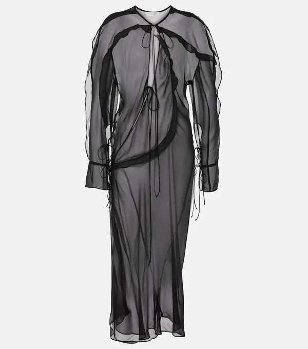 Christopher Esber Ruffled Silk Midi Dress - Black