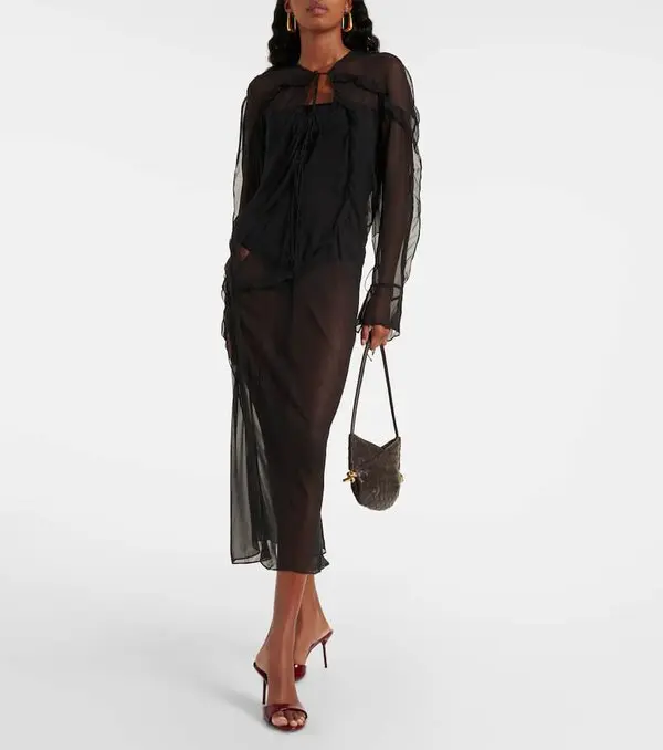 Christopher Esber Ruffled Silk Midi Dress