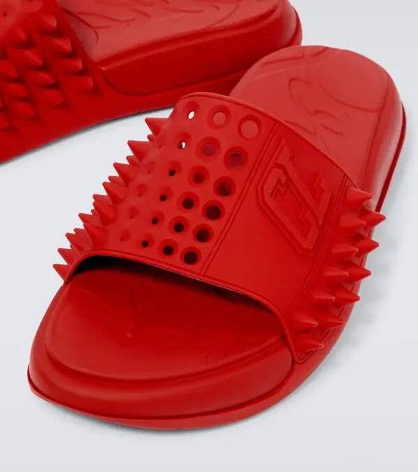 CHRISTIAN LOUBOUTIN Take It Easy Embellished Rubber Slides
