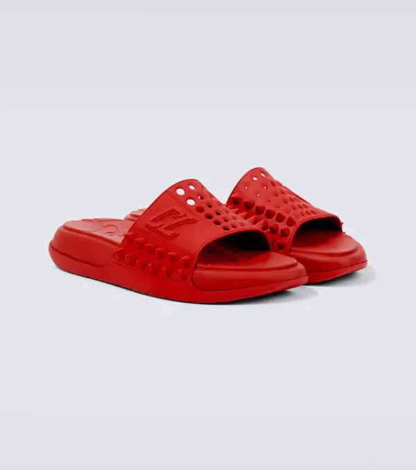 CHRISTIAN LOUBOUTIN Take It Easy Embellished Rubber Slides