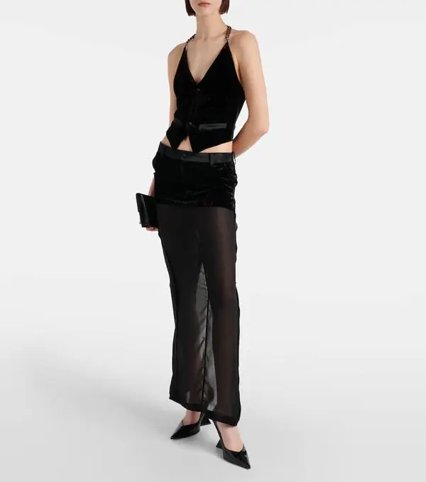 DIDU Chain-detail Velvet Vest