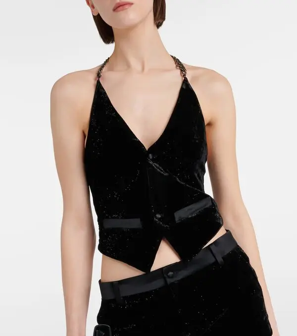 DIDU Chain-detail Velvet Vest