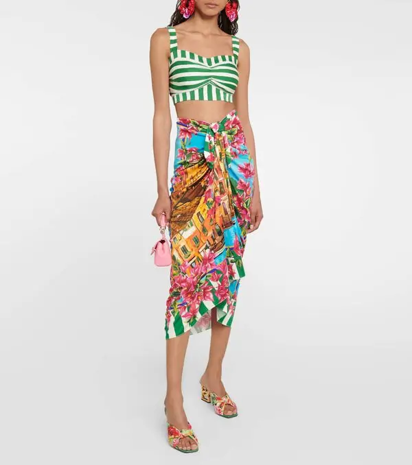 Dolce & Gabbana Portofino Silk Midi Skirt