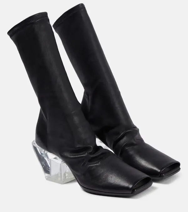 Rick Owens Stretch Leather Ankle Boots - Black