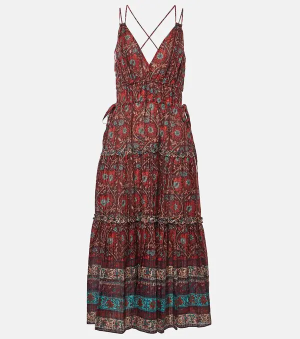 Ulla Johnson Rosa Printed Midi Dress - Red