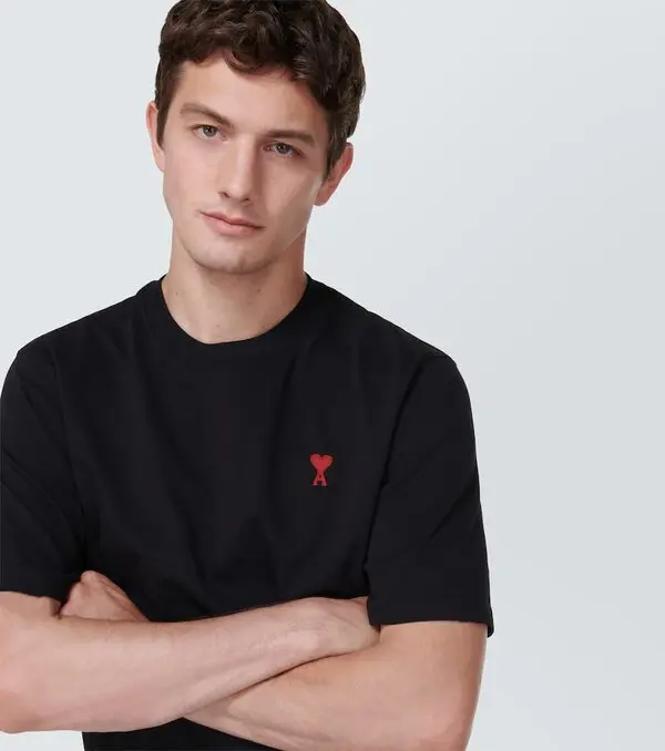 AMI Paris De Coeur Cotton Jersey T-shirt - Black