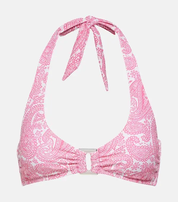 Heidi Klein Ischia Printed Halterneck Bikini Top - Pink
