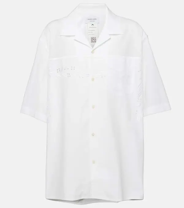 MARINE SERRE Regenerated Household Cotton Bowling Shirt - White