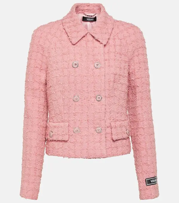 Versace Double-breasted Boucle Tweed Jacket