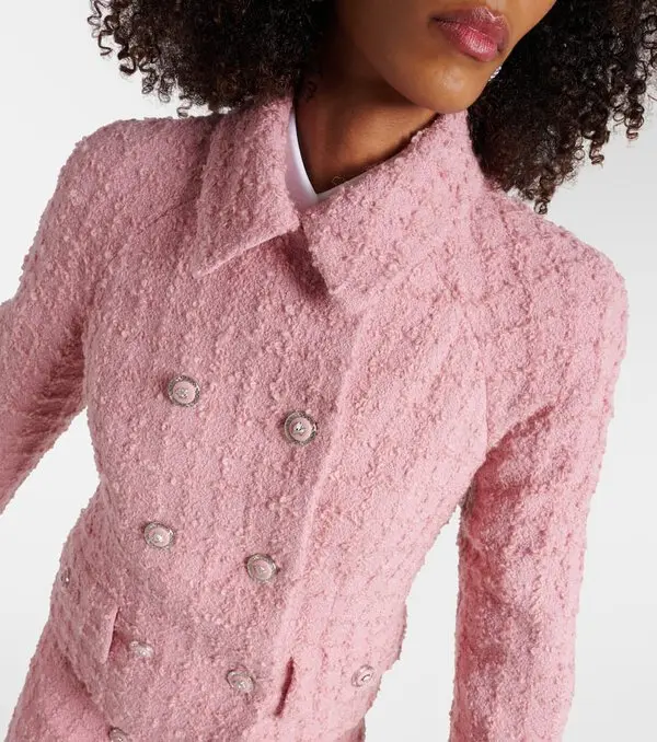 Versace Double-breasted Boucle Tweed Jacket
