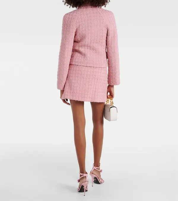 Versace Double-breasted Boucle Tweed Jacket