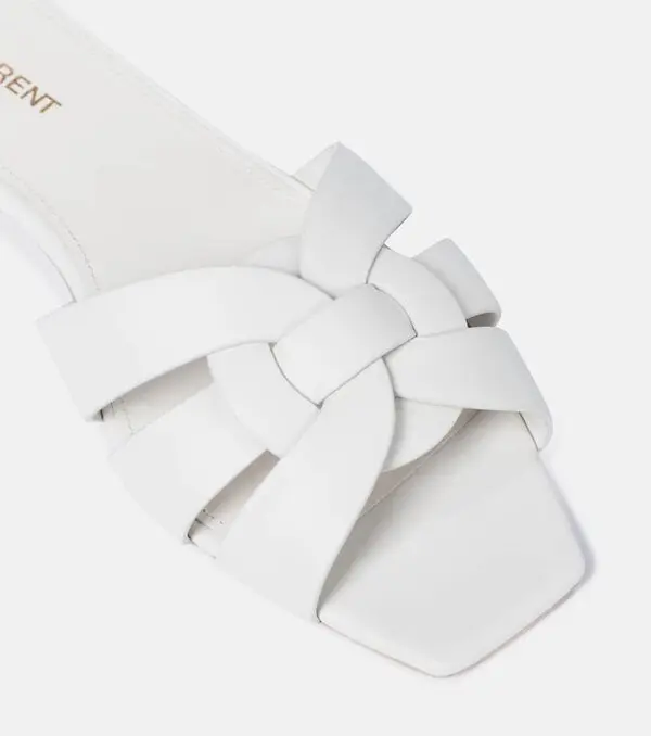 Saint Laurent Tribute Leather Sandals - White
