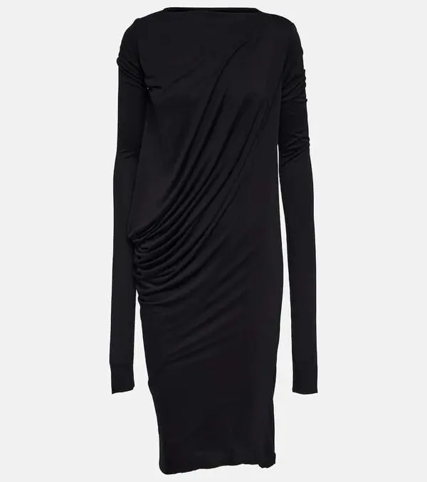 Rick Owens Draped Jersey Midi Dress
