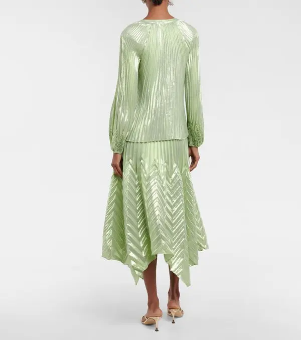 Simkhai Char Plisse Silk-blend Blouse