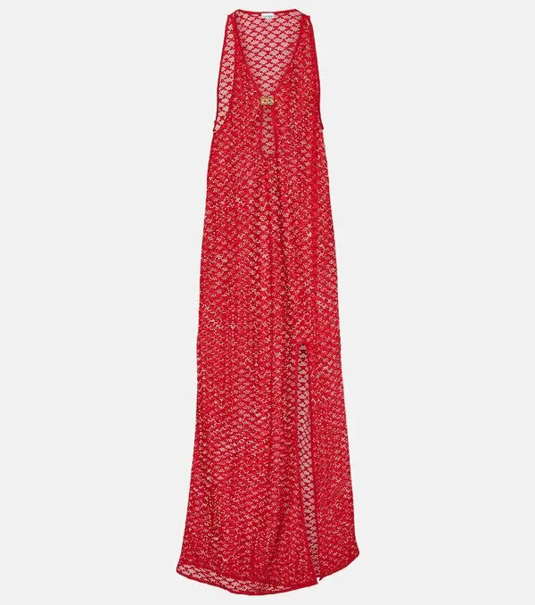 GANNI Cutout Maxi Dress - Red