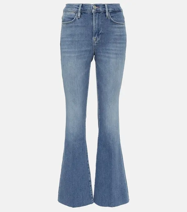 FRAME Le Easy Flare Raw Fray Jeans - Blue