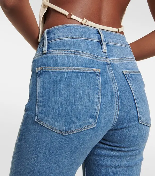 FRAME Le Easy Flare Raw Fray Jeans - Blue
