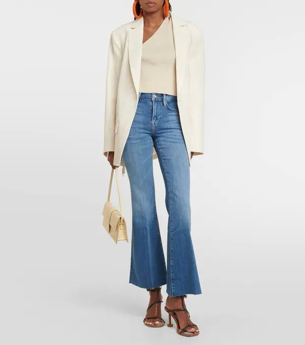 FRAME Le Easy Flare Raw Fray Jeans - Blue
