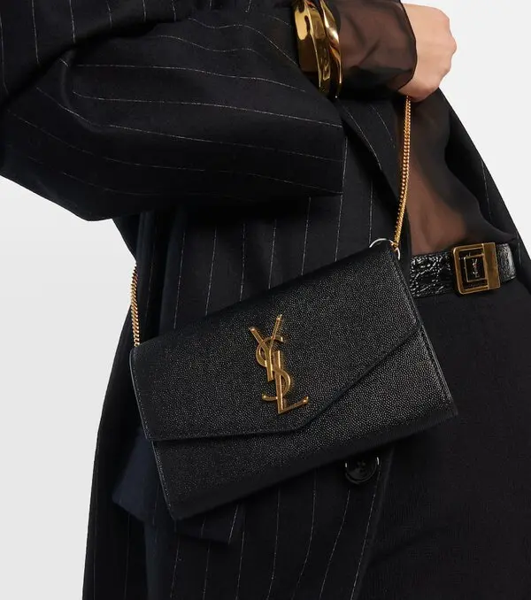 Saint Laurent Uptown Wallet On Chain - Black