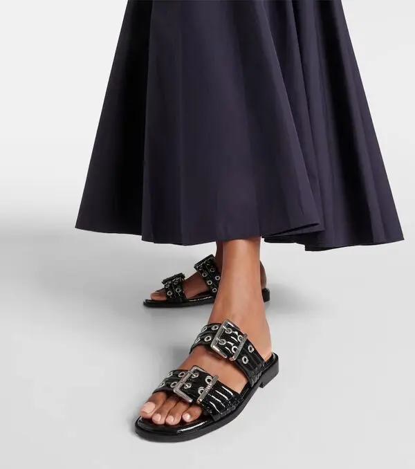 GANNI Studded Patent Leather Sandals