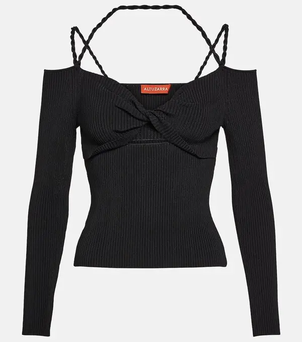 Altuzarra Ribbed-knit Cutout Top - Black