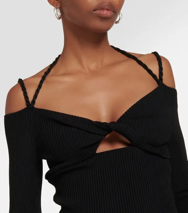 Altuzarra Ribbed-knit Cutout Top - Black