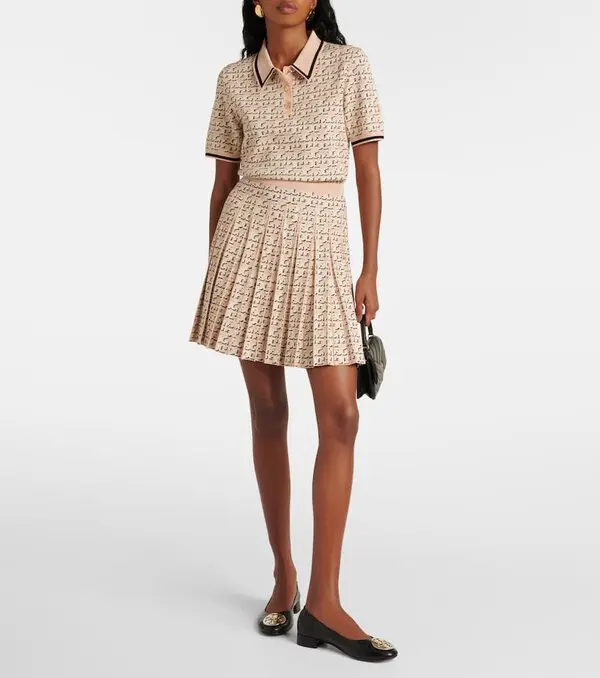 Tory Burch Monogram Pleated Miniskirt