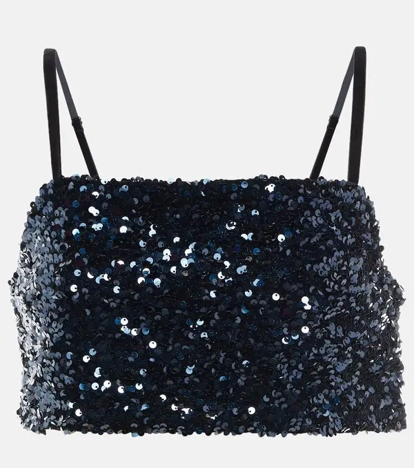 Dorothee Schumacher Sequined Crop Top - Blue