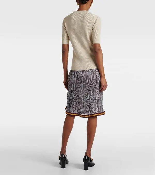 Dries Van Noten Lace-up Ribbed-knit Top