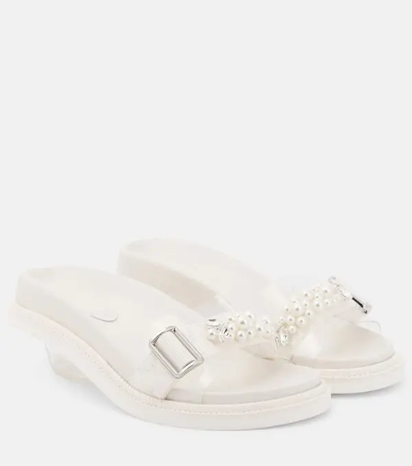 Simone Rocha Leather Slides - Beige