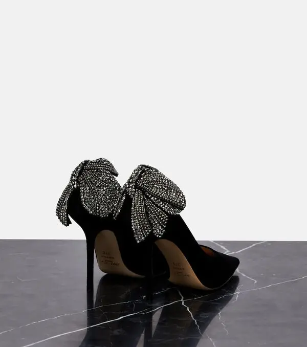 JIMMY CHOO Love 100 Embellished Suede Pumps - Black