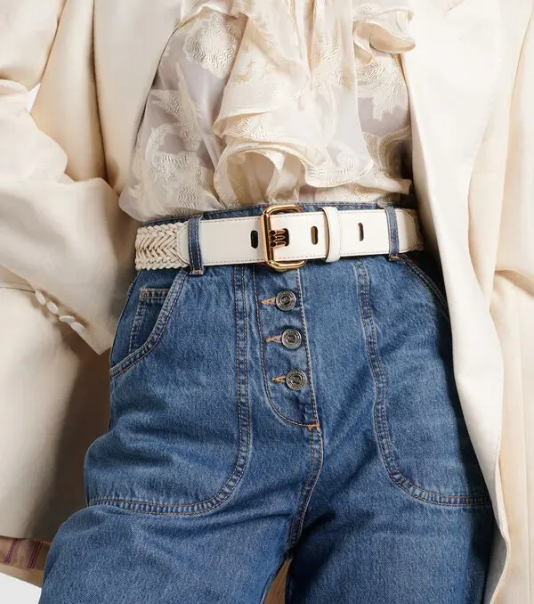 Etro Leather Belt - White