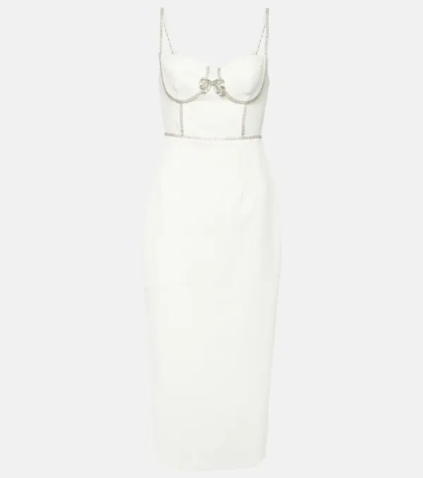 SELF-PORTRAIT Embellished Crepe Bustier Dress - White